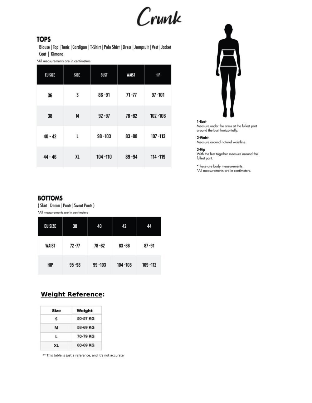 Size Chart – Crunk